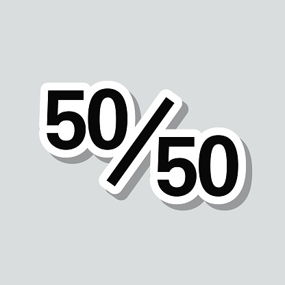 50 50 Fifty Fifty Icon Sticker On Gray Background - Arte vetorial de ... 50 50 Fifty Fifty Icon Sticker On Gray Background - Arte vetorial de ...