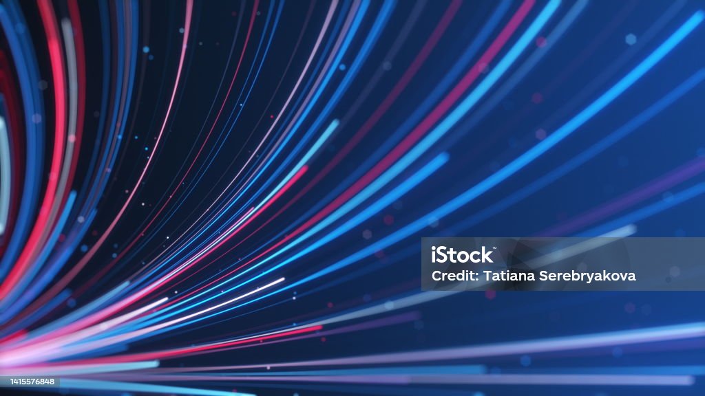 Aliran Futuristik Biru Aliran Data Digital Latar Belakang Abstrak