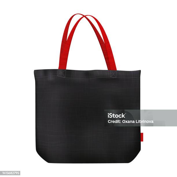 Mockup Hitam Kosong Dari Tas Jinjing Dengan Tekstur Katun Yang