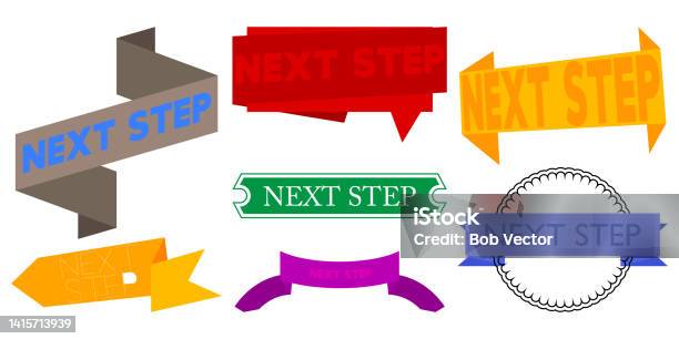 Ensemble De Ruban Avec Texte Next Step Modèle De Bannière Autocollant