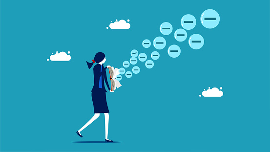 Businesswoman Spread Negative Thoughts The Negative Pole Came Out Of ... Businesswoman Spread Negative Thoughts The Negative Pole Came Out Of ...