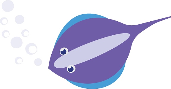 Stingray Avec Bubbles Concept Jolies Raies Rondes Bleues Conception