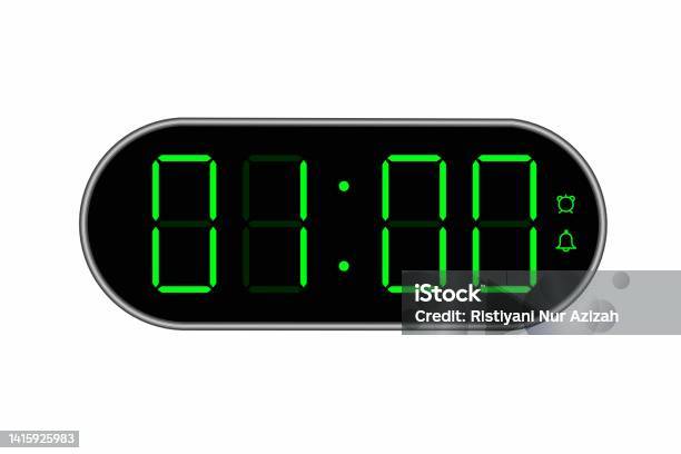 Vector Flat Illustration Of A Digital Clock Displaying 0100 Stock ... Vector Flat Illustration Of A Digital Clock Displaying 0100 Stock ...