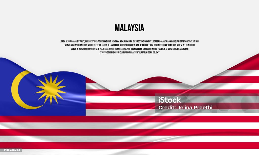 Malaysia Flag Design Waving Malaysian Flag Made Of Satin Or Silk Fabric