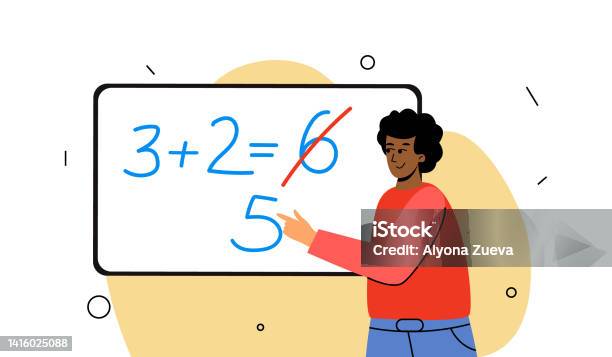 Lenseignant Montre Un Exemple Mathématique Au Tableau Professeur Décole