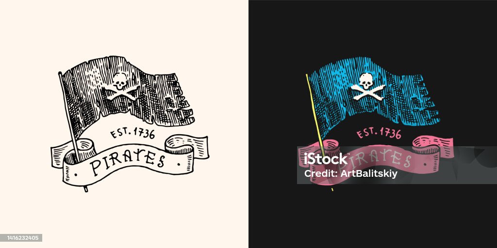 Logo Bendera Tengkorak Bajak Laut Jolly Roger Atau Corsair Laut Dan