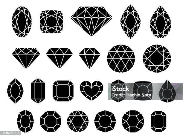 Ensemble Dillustrations De Silhouette De Diverses Gemmes Vecteurs