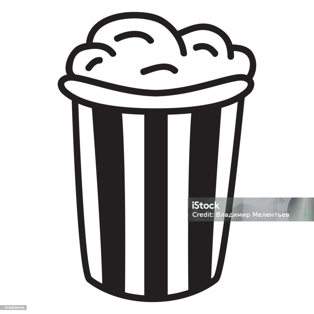 Handgezeichnete Cartoonillustration Von Essen Popcorn Im Doodlestil ... Handgezeichnete Cartoonillustration Von Essen Popcorn Im Doodlestil ...