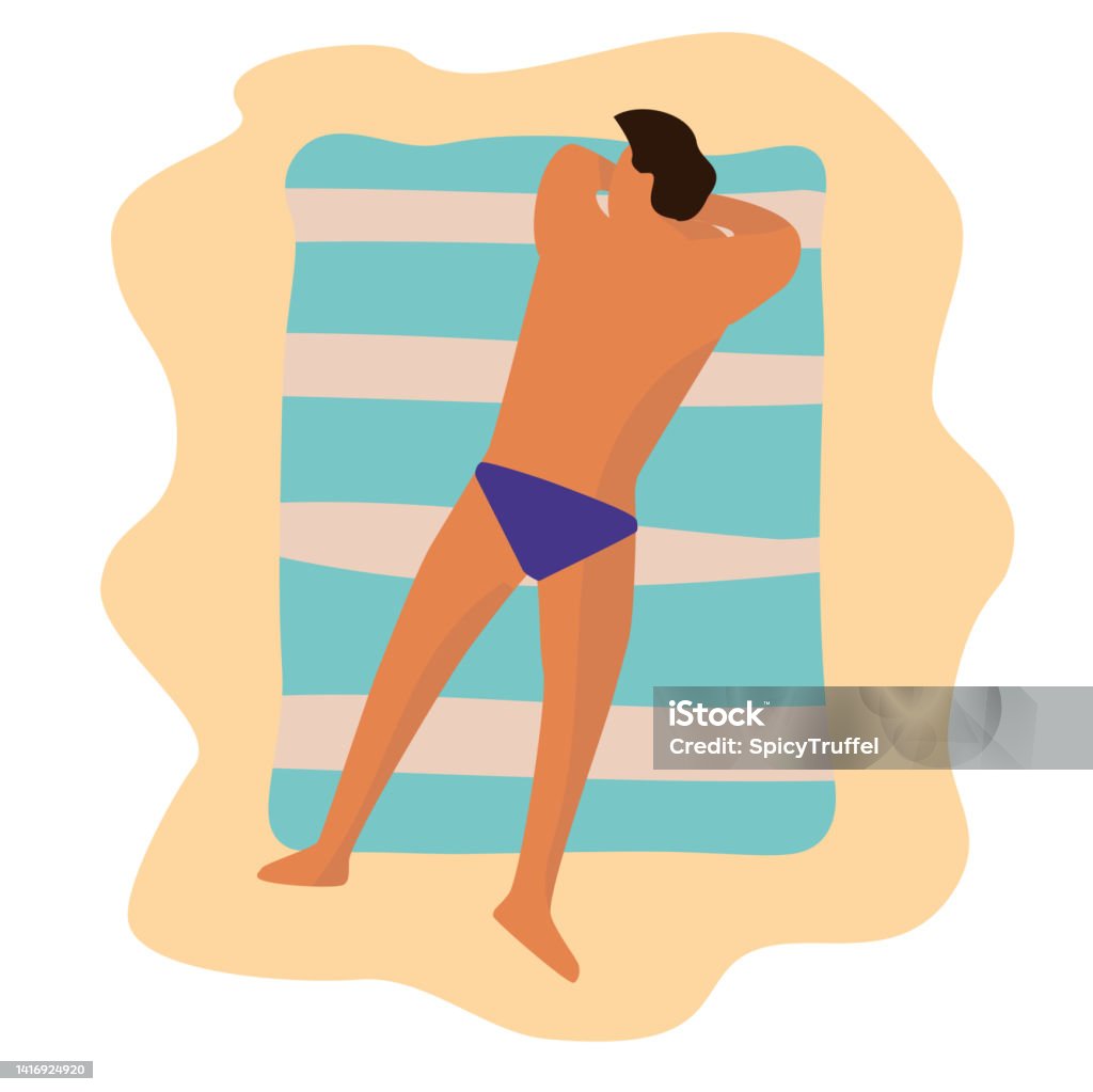 Vetores De Pessoas Na Praia Homem De Desenho Animado Fazendo Atividades De Verão Homem De Maiô