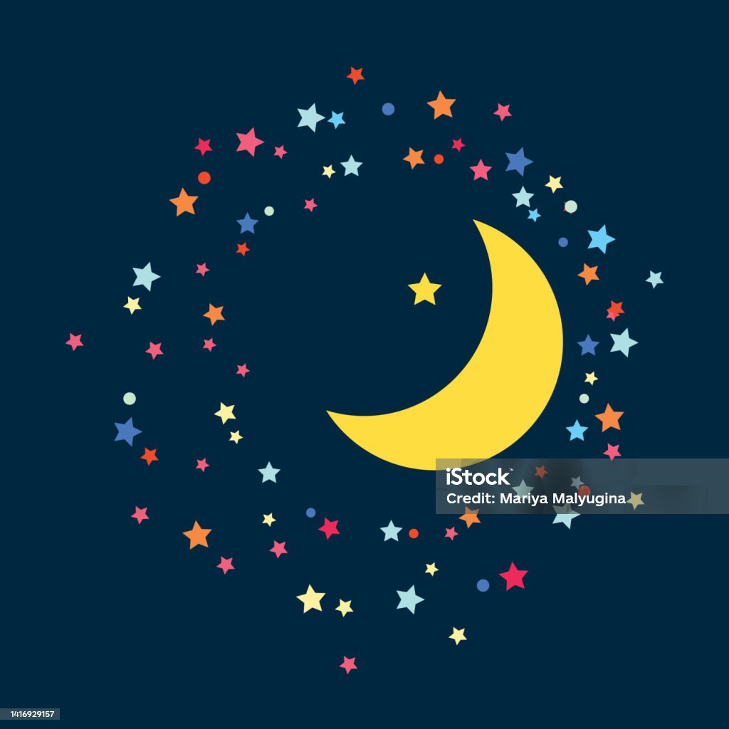 Bulan Dan Bintangbintang Di Langit Malam Ilustrasi Stok Unduh Gambar Sekarang Alam