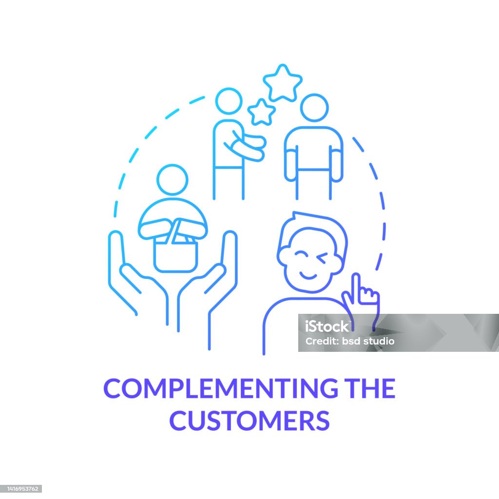 Complementing Customers Blue Gradient Concept Icon Stock Illustration ... Complementing Customers Blue Gradient Concept Icon Stock Illustration ...