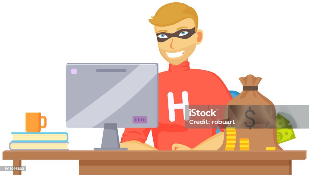 Blocking Hacker Attack To Personal Account In Computer Man Is Hacking Pc Protection System Stock