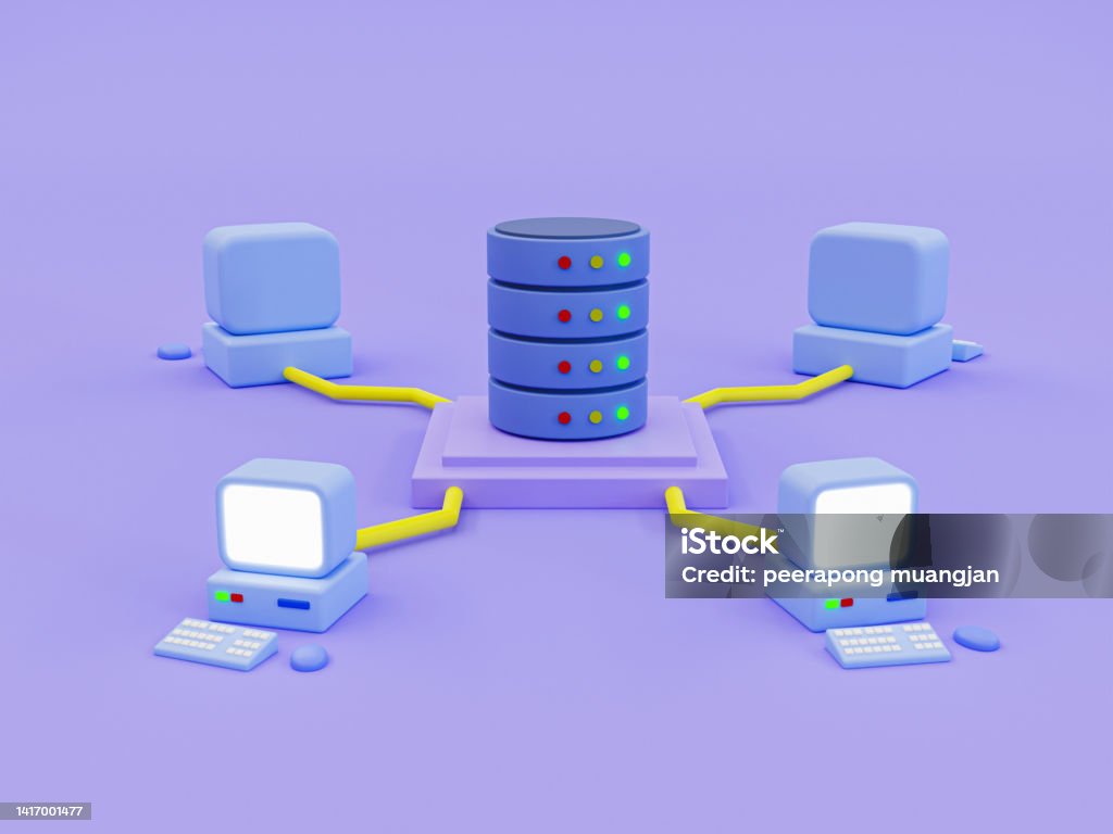 3d Minimal Database Concept Database Connection Concept Computers