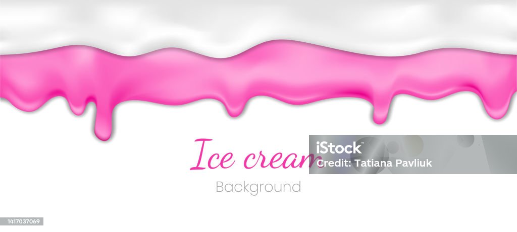 Melted Pink Liquid Ice Cream Sweet Food Dessert Stock Illustration