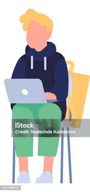 Pria Muda Duduk Di Kursi Dengan Laptop Berlutut Ilustrasi Stok - Unduh ... Pria Muda Duduk Di Kursi Dengan Laptop Berlutut Ilustrasi Stok - Unduh ...