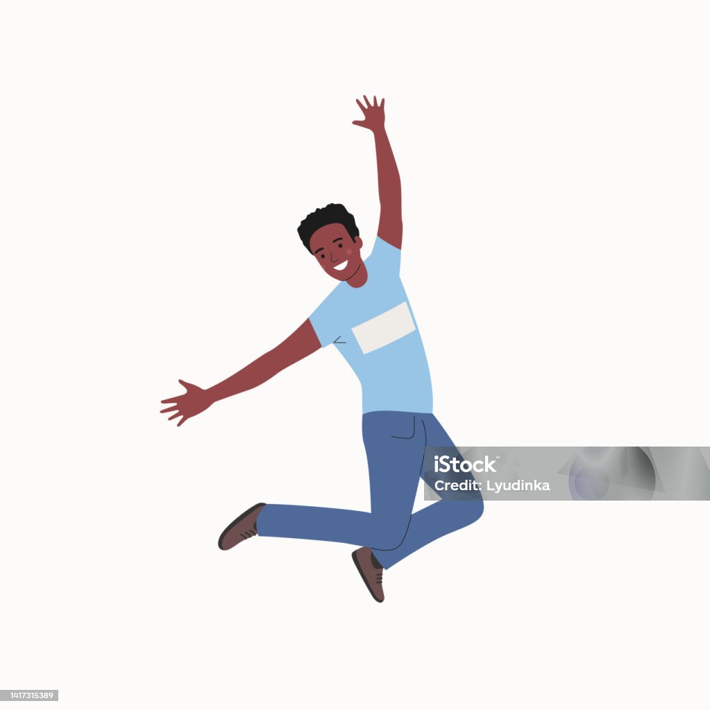 Ilustración De Joven De Piel Oscura Saltó Ilustración Vectorial De