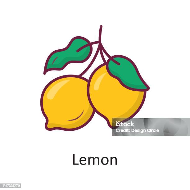 Vecteur Citron Contour Rempli Illustration De Conception Dicône Symbole