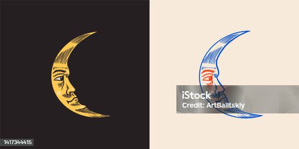 Bulan Mistis Astronomi Alkimia Dan Simbol Astrologi Ilustrasi Vektor