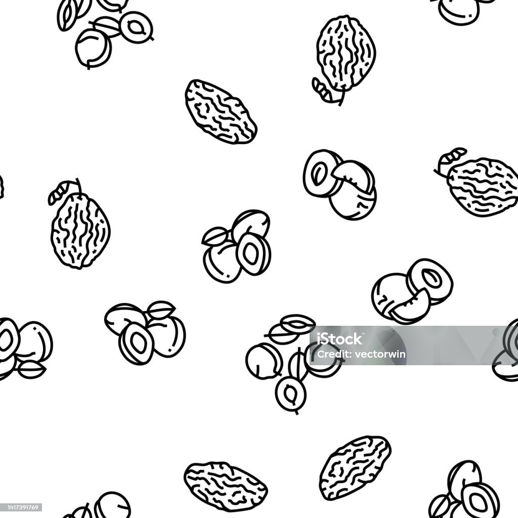 Plum Fruit Green Red Prune Vector Seamless Pattern Stock Illustration