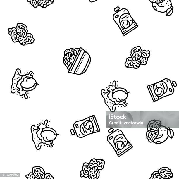 Plum Fruit Green Red Prune Vector Seamless Pattern Stock Illustration
