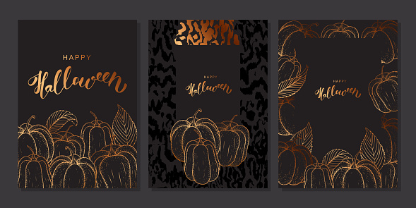 Ilustración de Conjunto De Plantilla Dorada De Lujo Para Halloween ... Ilustración de Conjunto De Plantilla Dorada De Lujo Para Halloween ...