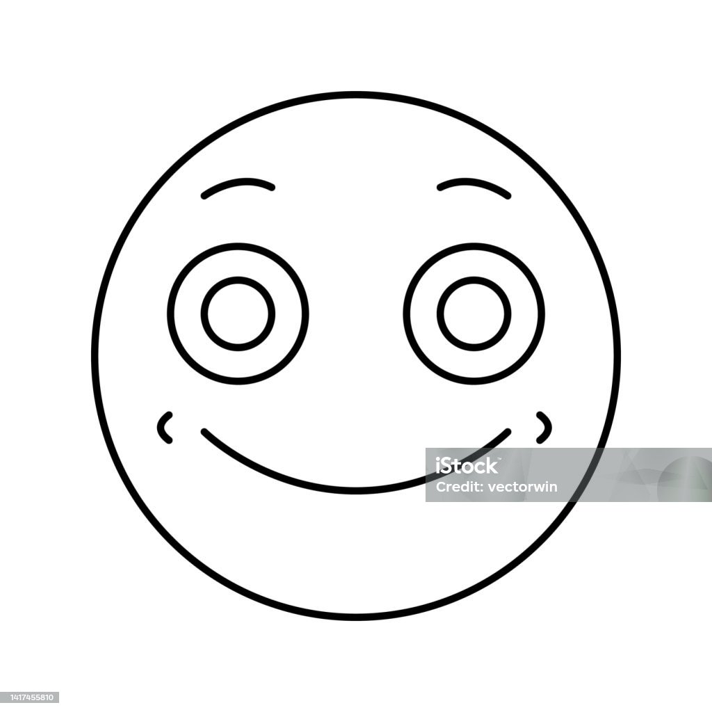 Illustration Vectorielle De Licône De Ligne Emoji Heureuse Vecteurs