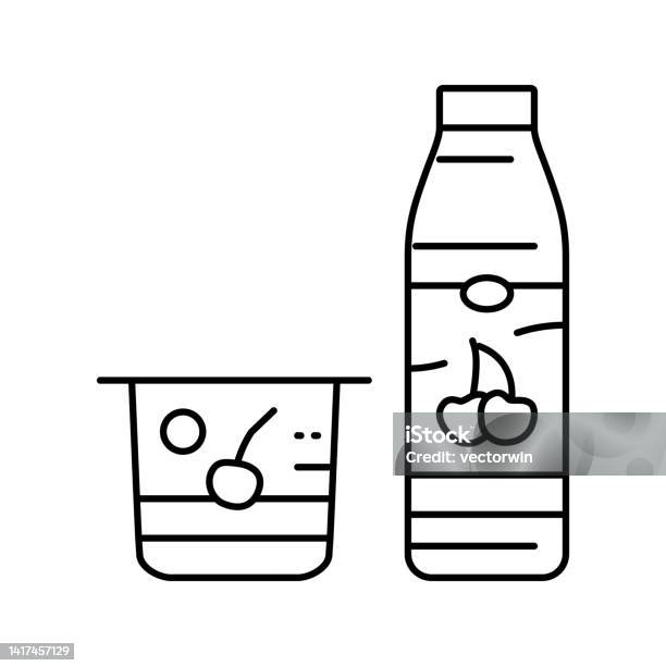 Cherry Yogurt Line Icon Vector Illustration Stock Illustration ... Cherry Yogurt Line Icon Vector Illustration Stock Illustration ...