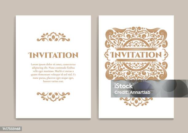 Conception De Carte Dinvitation De Luxe Avec Motif Dornement Vectoriel