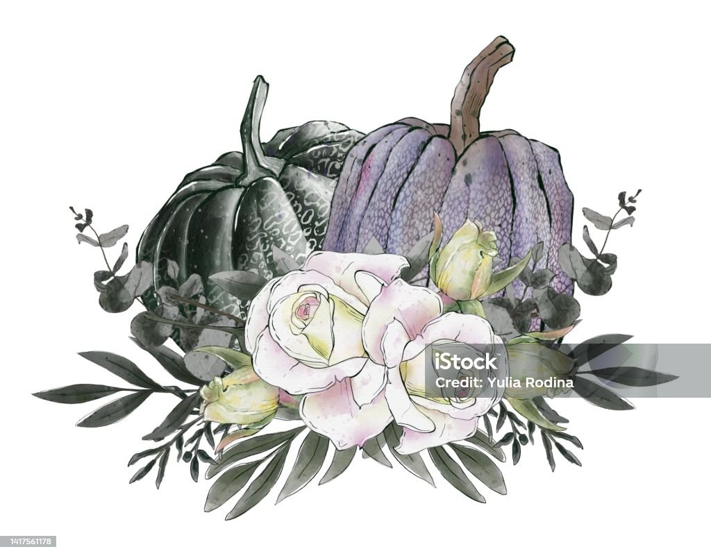 Ilustración de Arreglo Floral De Acuarela De Calabaza Rosa Calabaza ... Ilustración de Arreglo Floral De Acuarela De Calabaza Rosa Calabaza ...