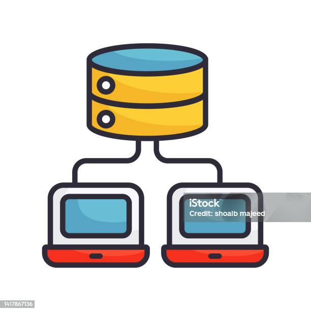 Vektor Jaringan Database Berisi Ilustrasi Desain Ikon Kerangka Pada