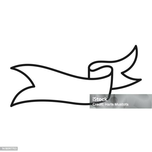 Ribbon Line Art Lineal Ribbons Icon Design Template Vector Illustration