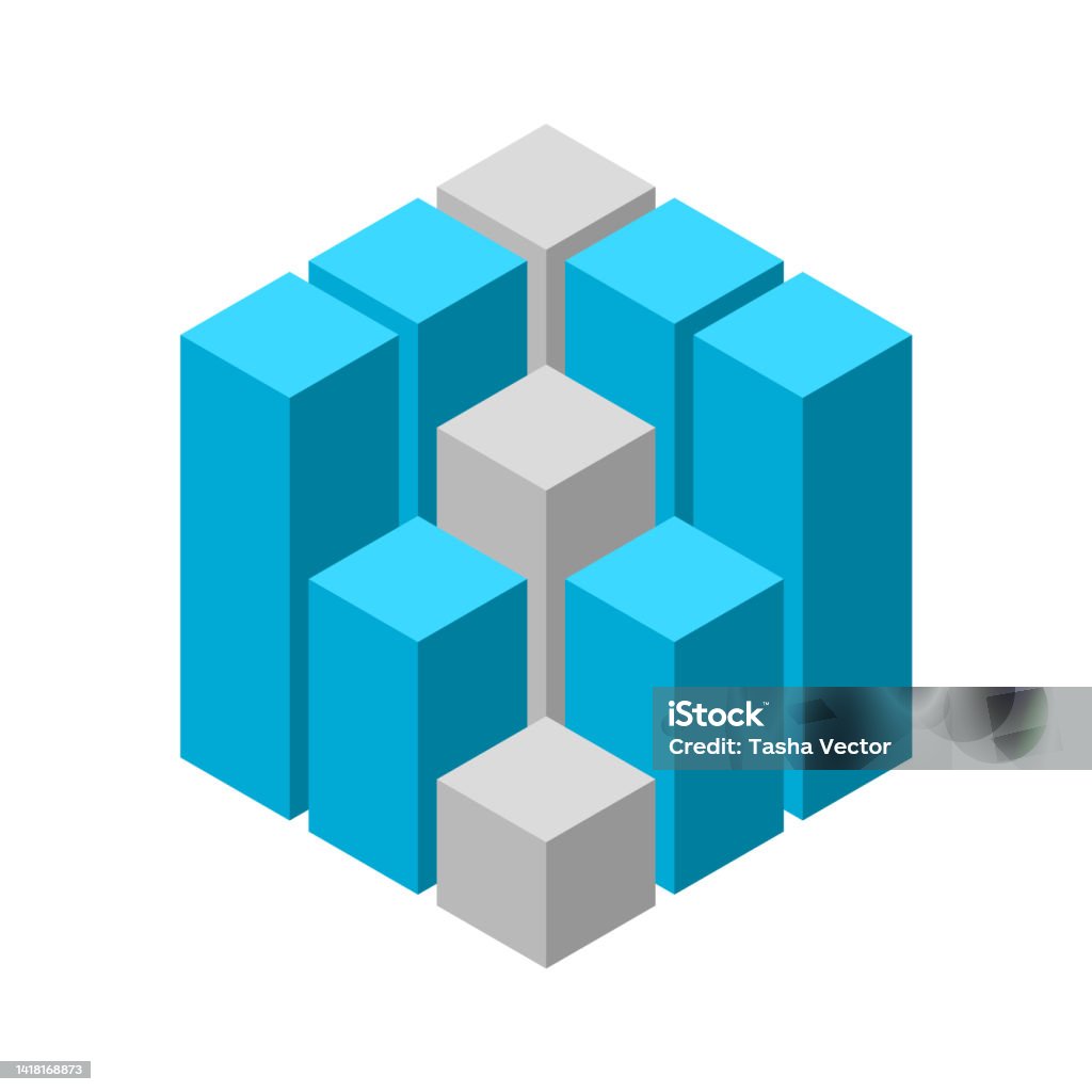 3d Graph Cube Template Statistics Data Calculation Concept Stock