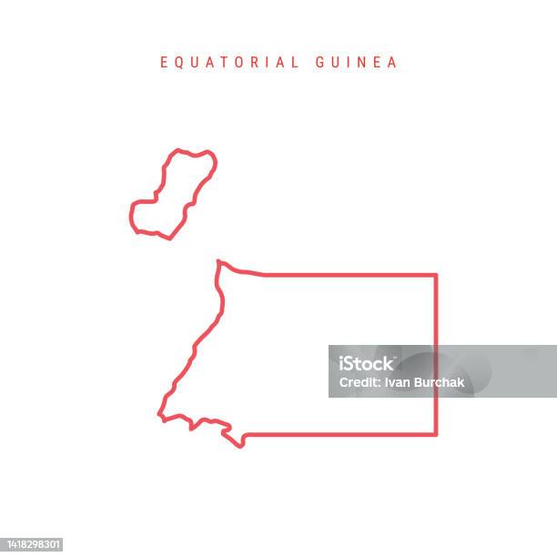 Equatorial Guinea Editable Outline Map Vector Illustration Stock