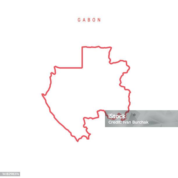 Ilustración De Mapa De Esquema Editable De Gabón Ilustración Vectorial