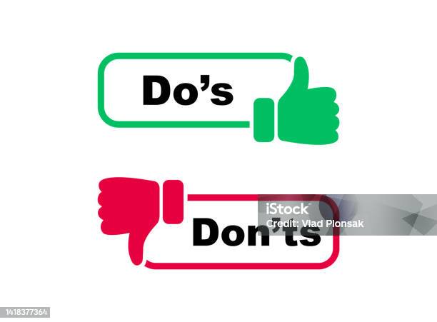 Do And Dont Dos And Donts Icons Positive And Negative Symbols Like And