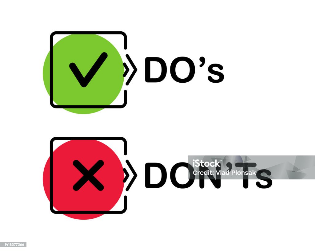 Tun Und Nicht Tun Dos Und Donts Symbole Positive Und Negative Symbole ... Tun Und Nicht Tun Dos Und Donts Symbole Positive Und Negative Symbole ...