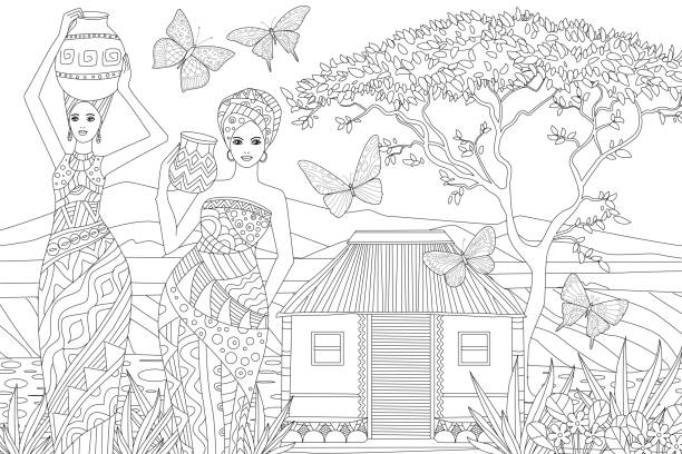 African Village Coloring Pages