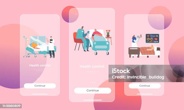 Template Layar Onboard Halaman Aplikasi Seluler Kontrol Kesehatan Orang
