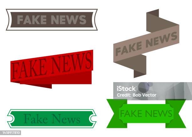 Ensemble De Ruban Avec Texte Fake News Modèle De Bannière Autocollant