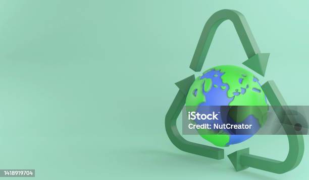 Rendering 3d Daur Ulang Global Simbol Daur Ulang Di Sekitar Model Bumi