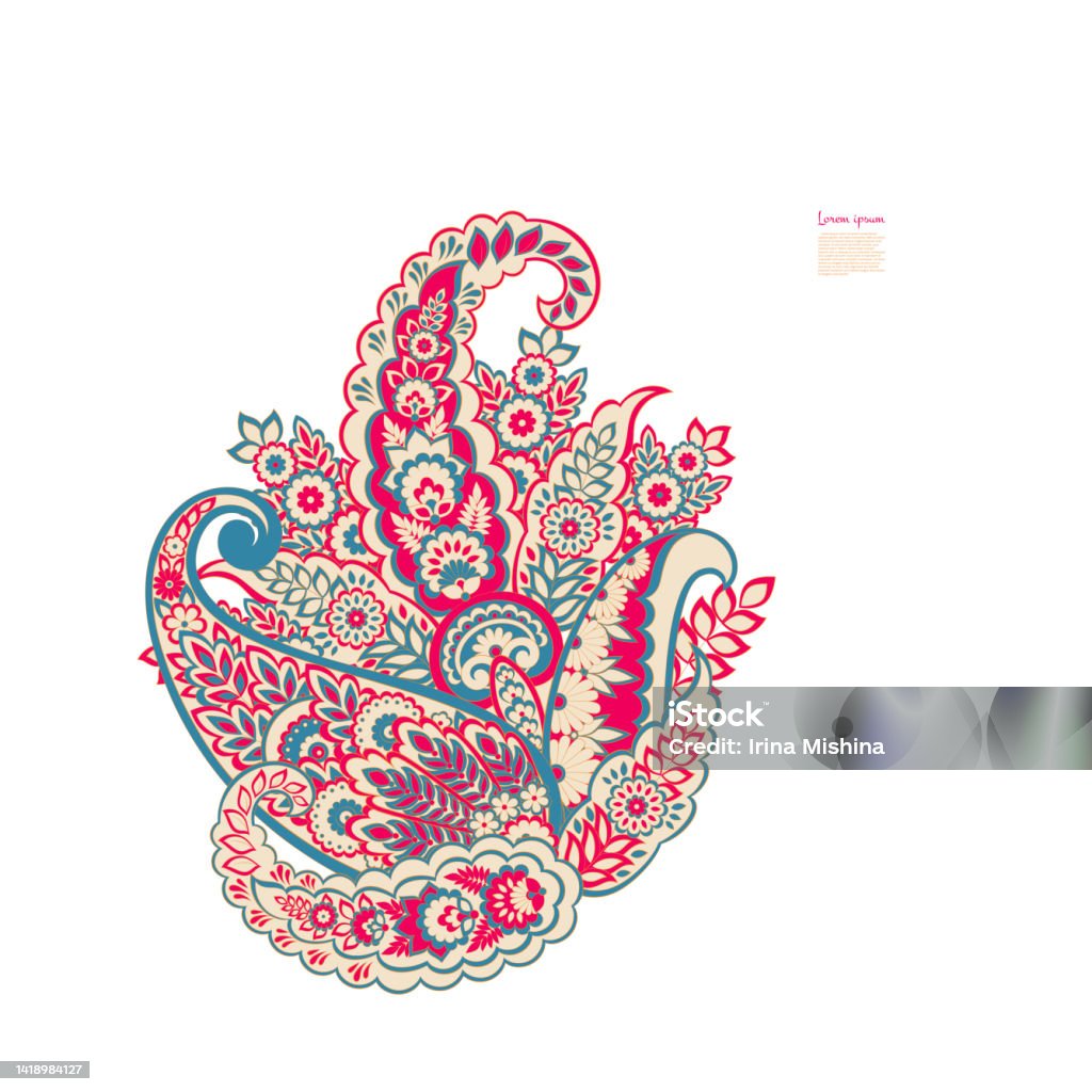 Paisley Vector Isolated Pattern Vintage Floral Illustration In Batik