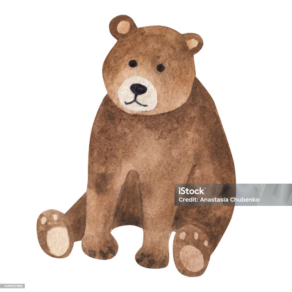 Brown Bear Sitting Watercolor Illustration Stock Illustration ... Brown Bear Sitting Watercolor Illustration Stock Illustration ...