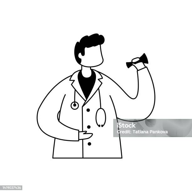 Ilustrasi Vektor Dokter Pria Berjas Putih Dengan Stetoskop Garis ... Ilustrasi Vektor Dokter Pria Berjas Putih Dengan Stetoskop Garis ...