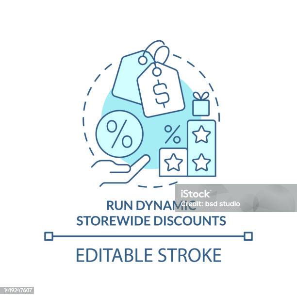 Run Dynamic Storewide Discounts Turquoise Concept Icon Stock ... Run Dynamic Storewide Discounts Turquoise Concept Icon Stock ...