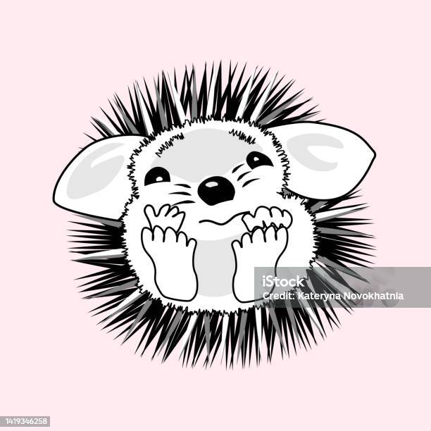 Landak Kartun Lucu Ilustrasi Vektor Landak Yang Digambar Tangan Untuk