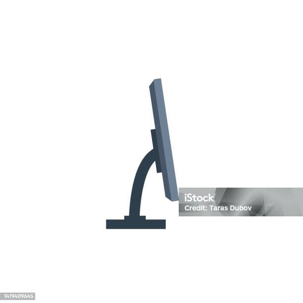 Flat Monitor Modern Pc Screen Side View Illustration Isolated On White ... Flat Monitor Modern Pc Screen Side View Illustration Isolated On White ...