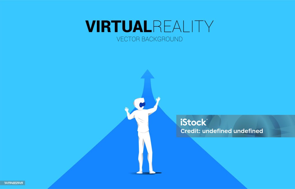Pria Siluet Memakai Kacamata Vr Di Panah Konsep Teknologi Realitas