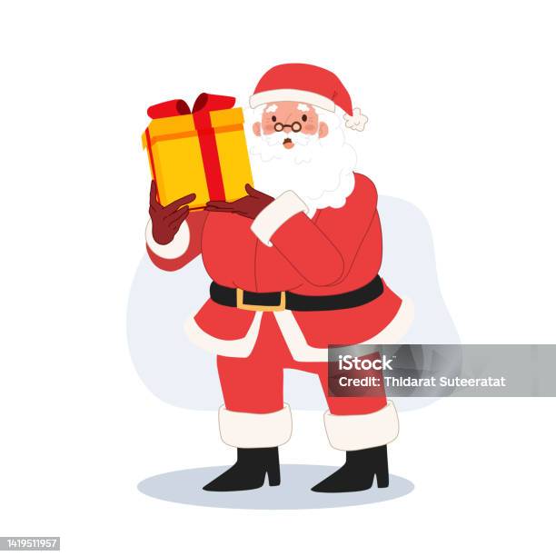 Happy Santa Claus Memegang Kotak Hadiah Ilustrasi Vektor Ilustrasi Stok ... Happy Santa Claus Memegang Kotak Hadiah Ilustrasi Vektor Ilustrasi Stok ...