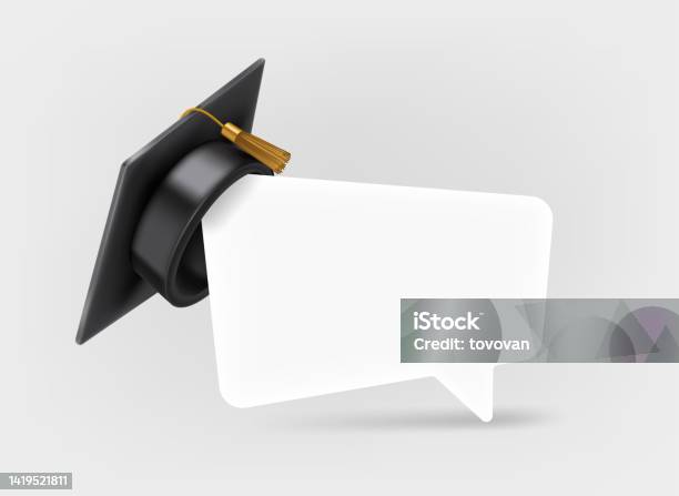 Casquette De Graduation Noire Avec Nuage De Parole Vide Icône