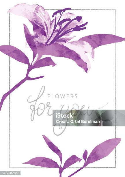 Minimalistic Design With Water Color Lily Silhouette Vector Stock